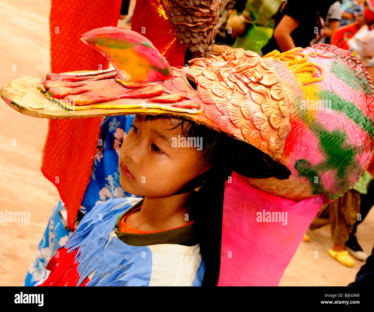 Young Girl Wearing Ghost Mask Pee Ta Khon The Ghost Festival Dan