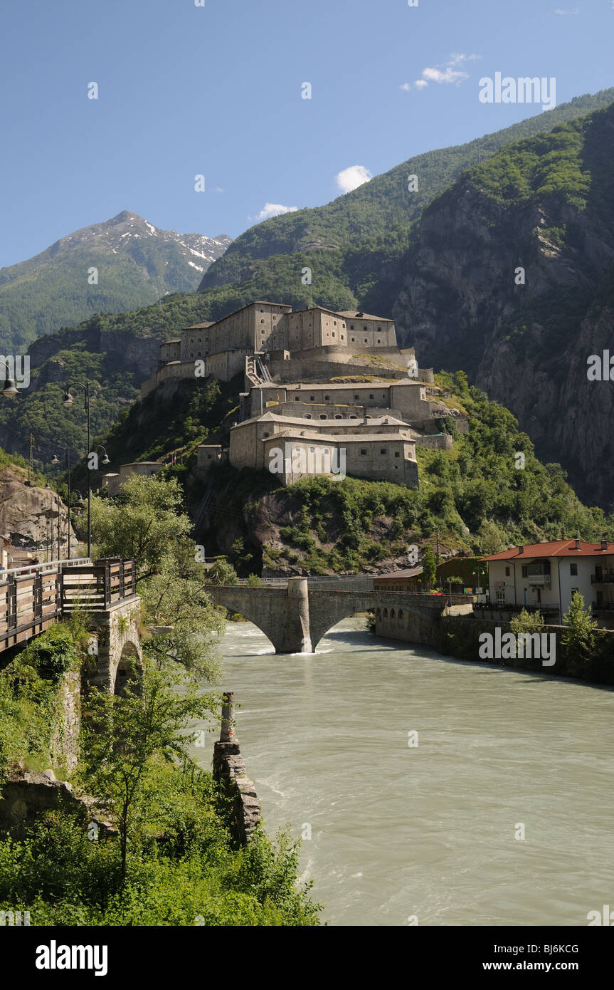 Forte di Bard Castle Castello Fortress in the Aosta Valley Italy with ...