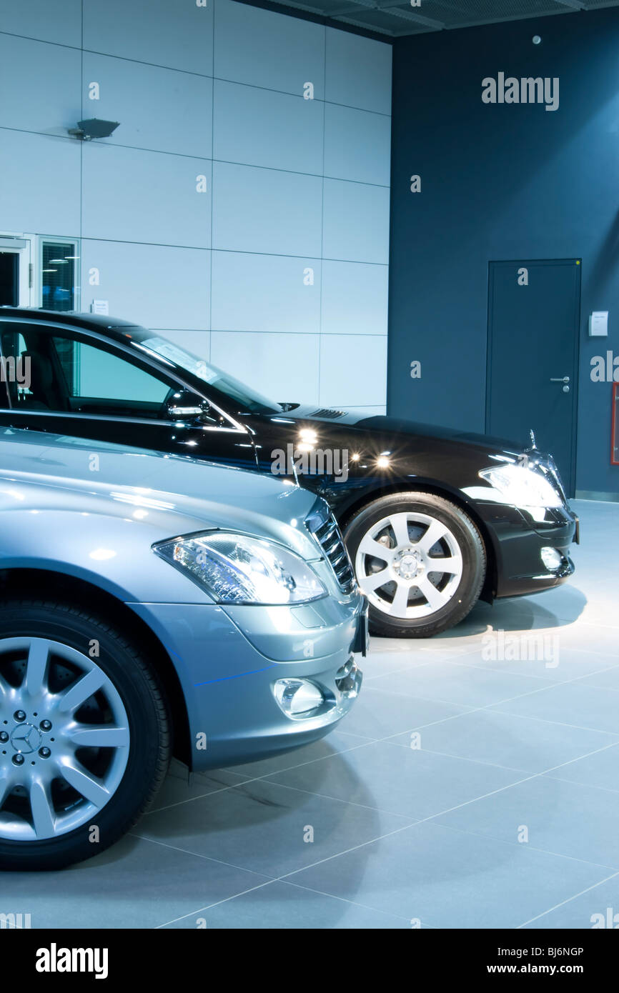 mercedes benz cars at cars dealership showroom, front side view Stock ...
