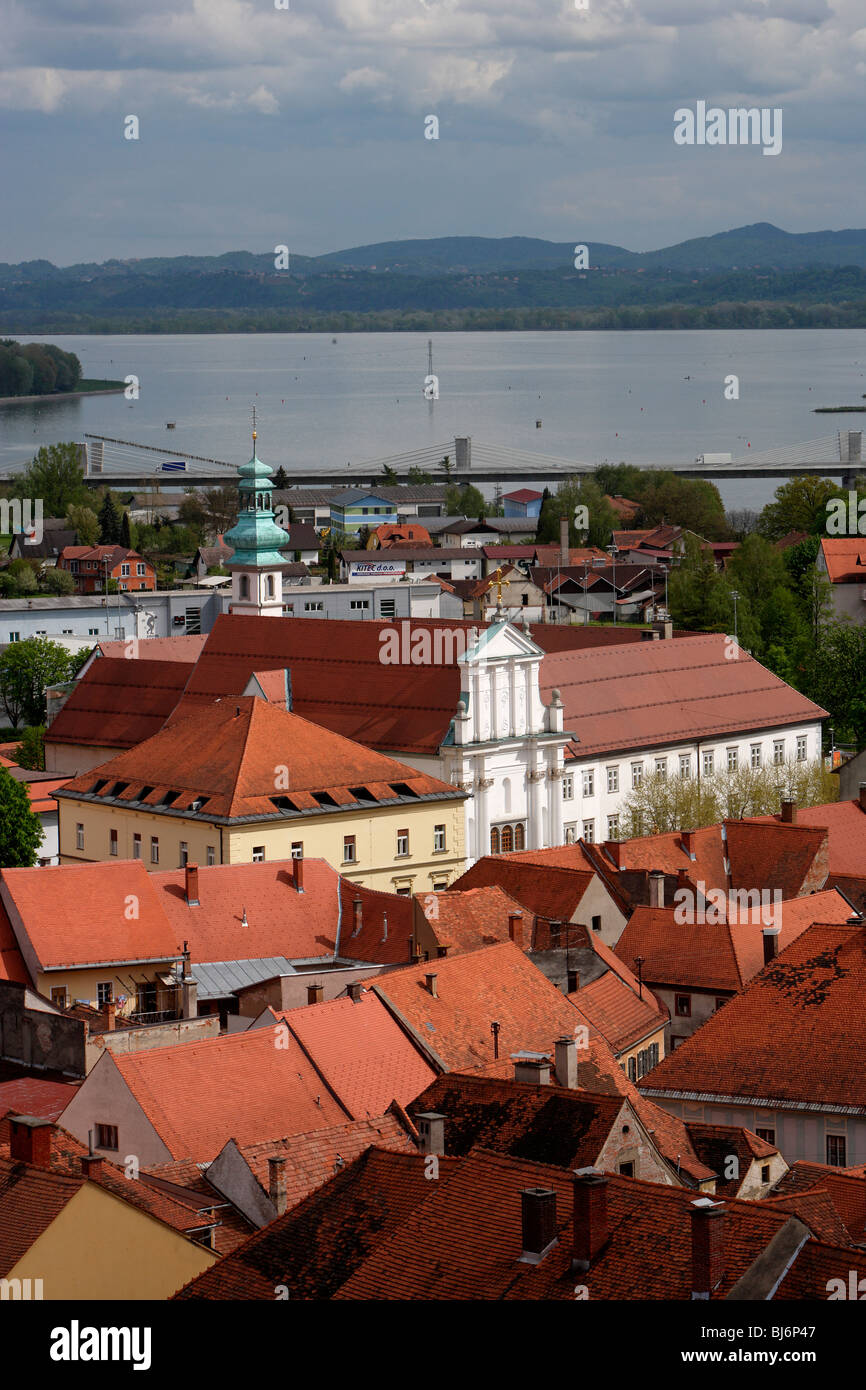 Ptuj,old town,SS Peter and Paul Church,Minorite Monastery,Drava River ...