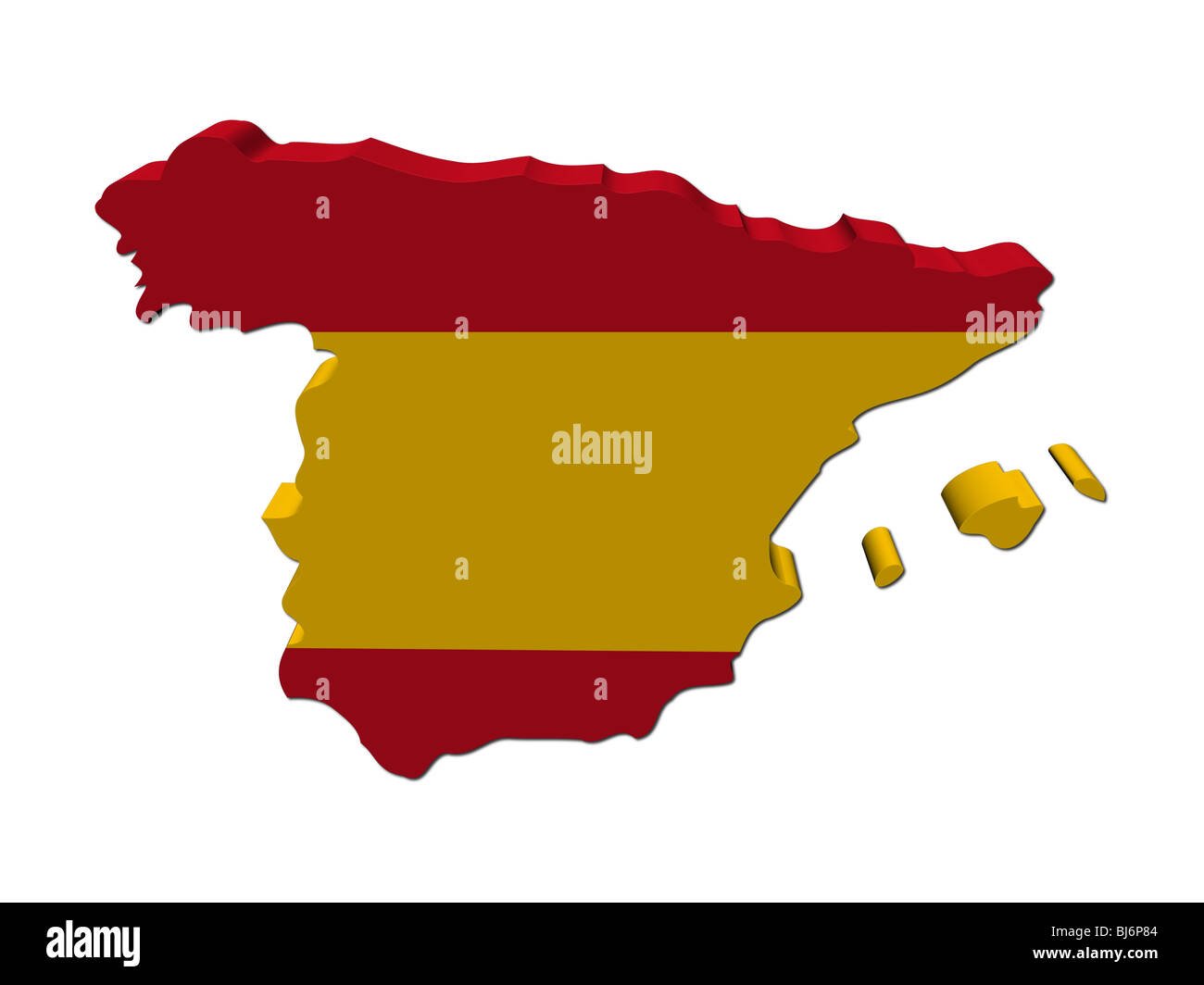 Spain map flag 3d render on white illustration Stock Photo - Alamy