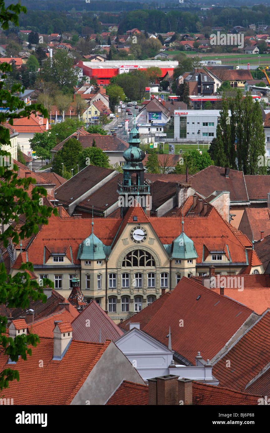Ptuj,old town,Town Hall,neo-Gothic German style,1907,Slovenia Stock ...