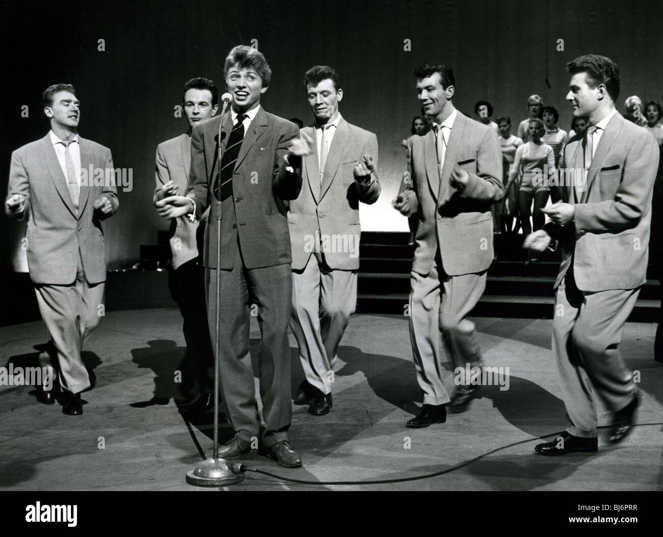 TOMMY STEELE - UK rock musician with The Dallas Boys in 1958 on the UK ABC Oh Boy ! TV show ...