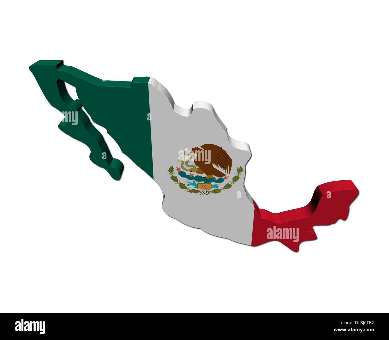 Mexico map flag 3d render on white illustration Stock Photo - Alamy