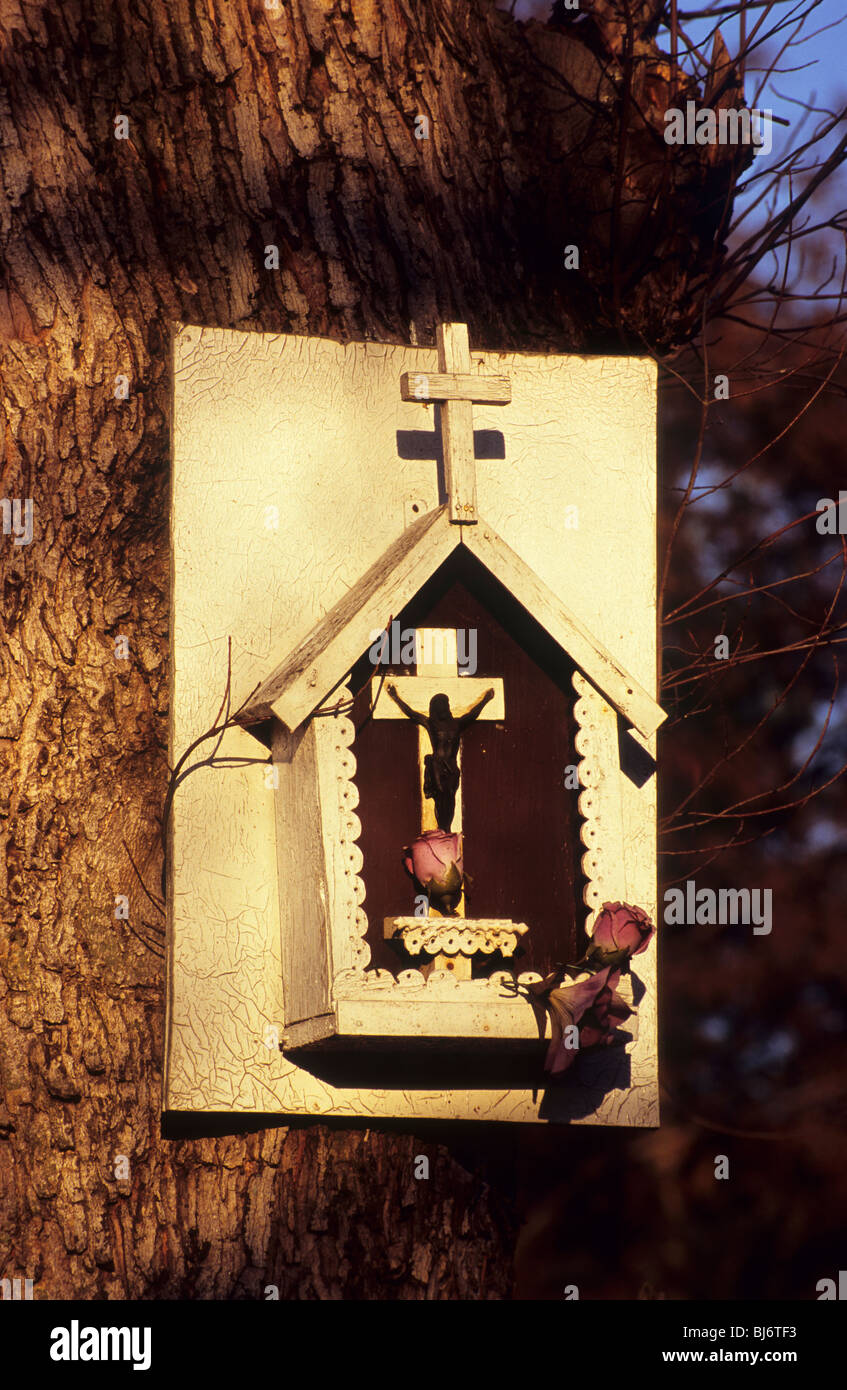 Crucifix on a tree, Jedlnia Letnisko, Poland Stock Photo - Alamy