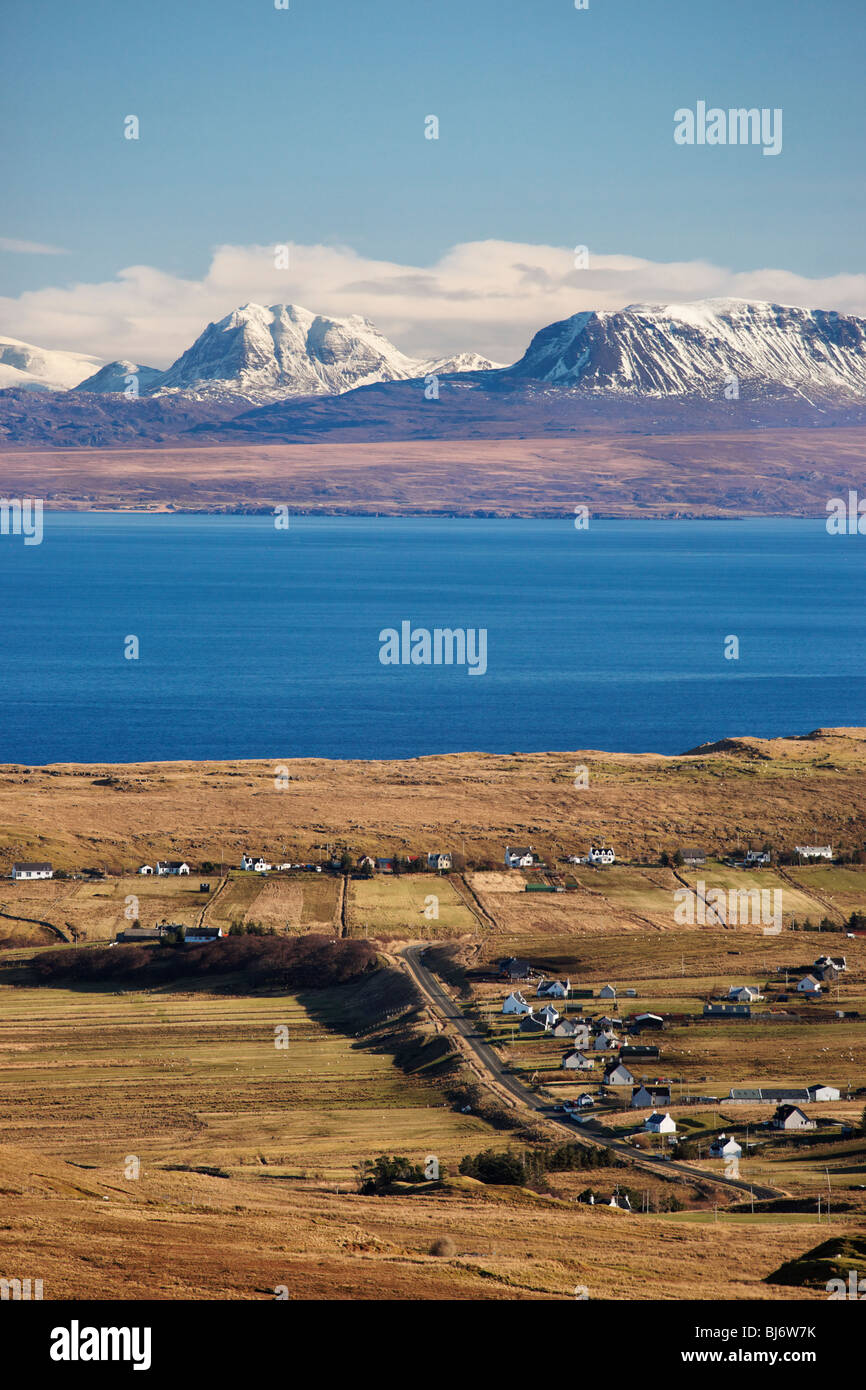 Staffin, Trotternish, Isle of Skye, Scotland, UK. View over The Minch ...