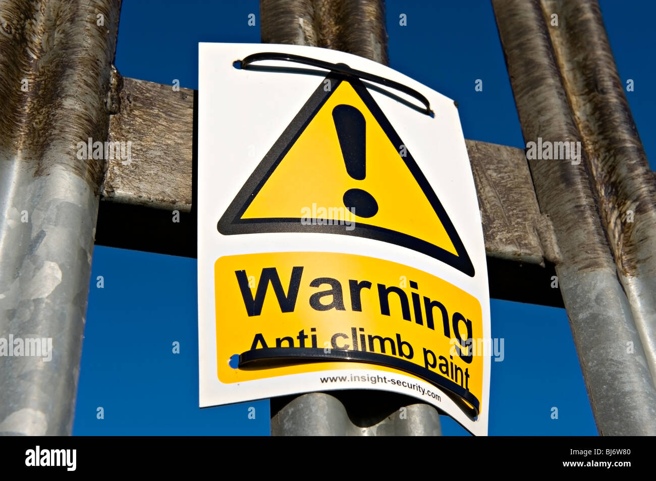 Anti Climb Paint Warning Sign Stock Photo - Alamy
