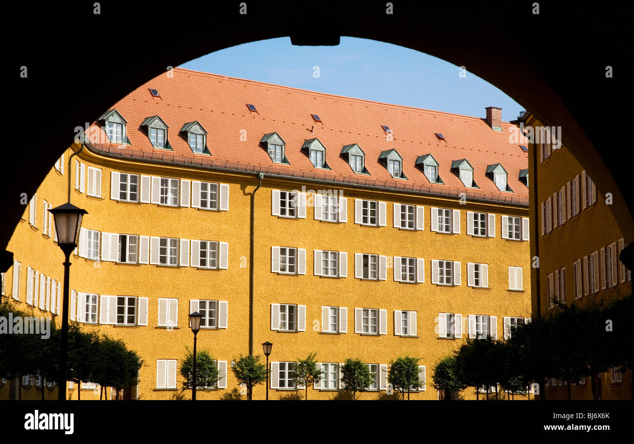 Bavarian architecture. An Arch view of a traditional residential ...