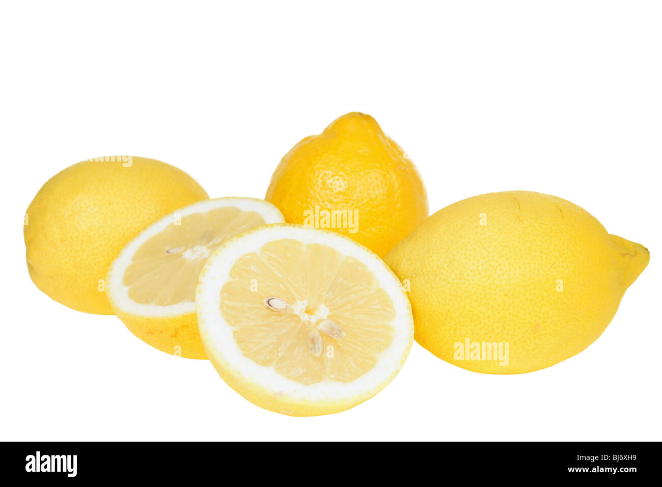 Yellow lemons close-up isolated on white background Stock Photo - Alamy