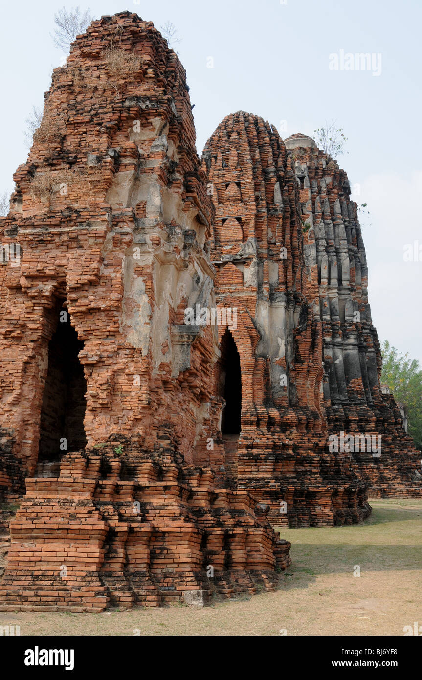 The remains of brick built chedi at Wat Mahathat in the old Thai ...