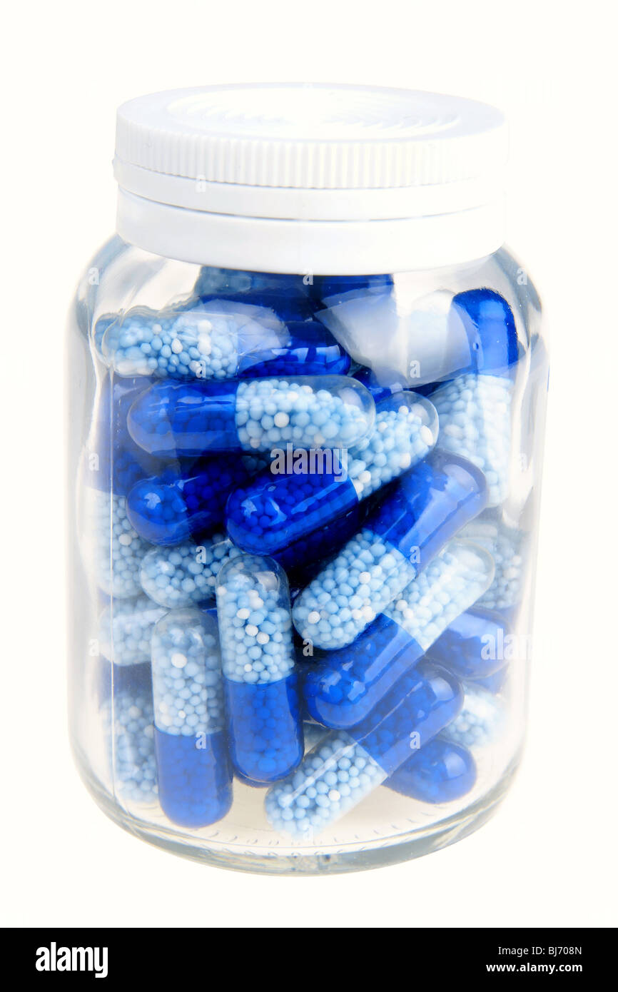 Blue and white capsule Cut Out Stock Images & Pictures - Alamy