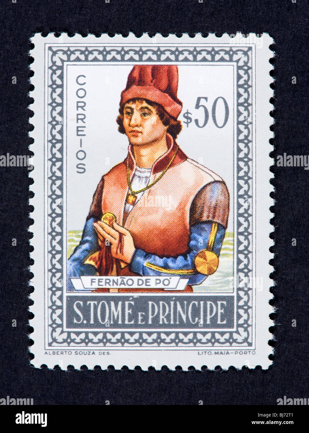 Postage stamp from Saint Thomas and Prince Islands depicting Fernao de ...