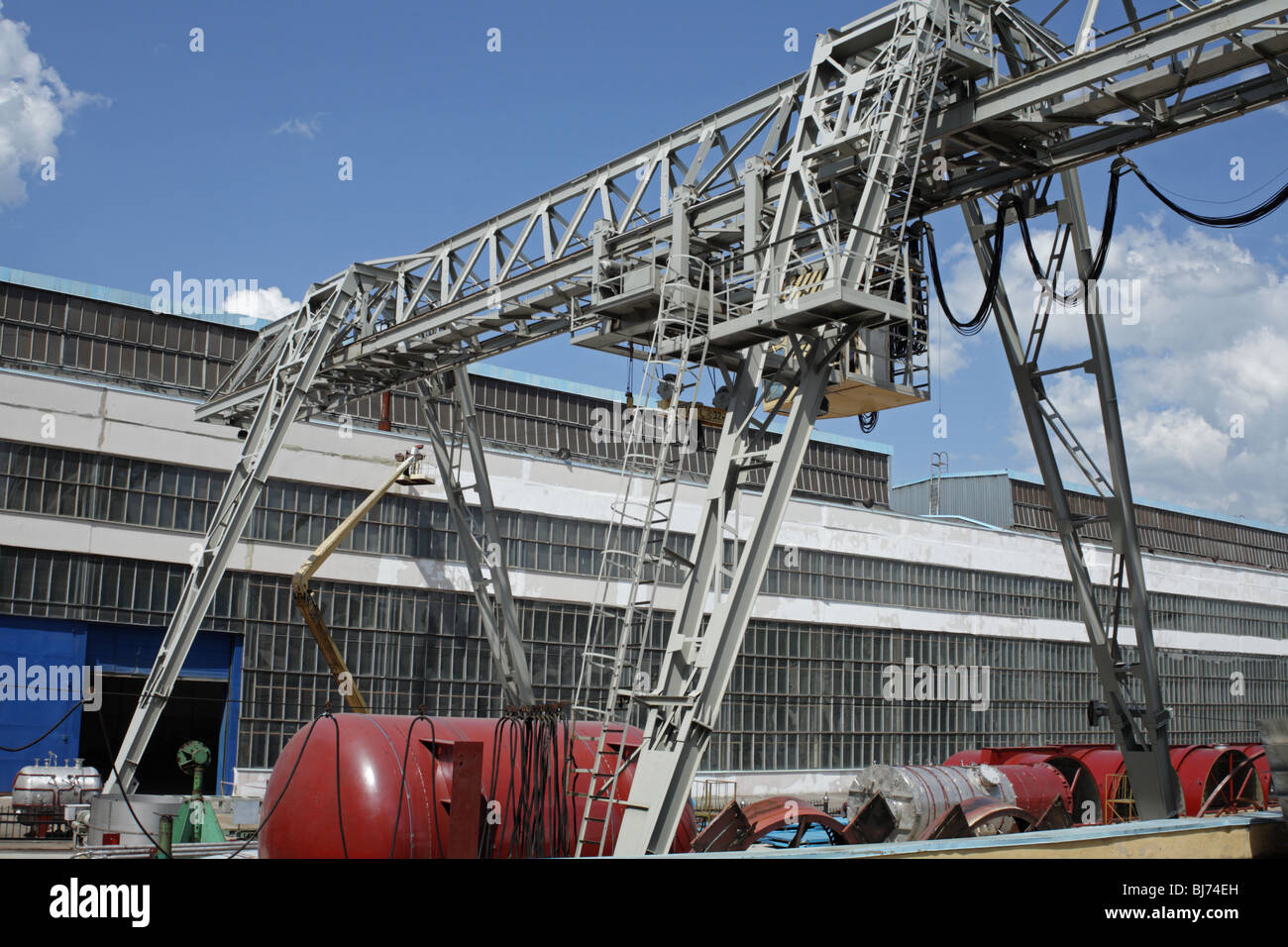 The elevating crane at factory Stock Photo - Alamy