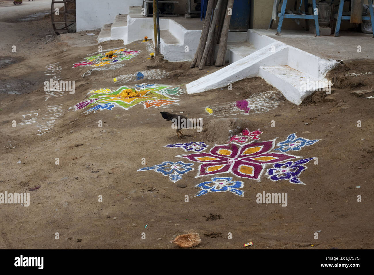 Indian village street rangoli designs hi-res stock photography and ...