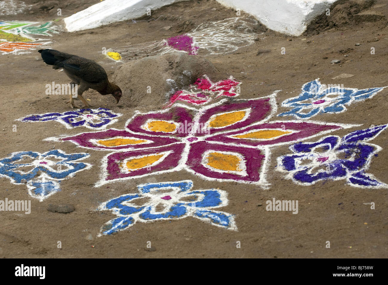 Indian village street rangoli designs hi-res stock photography and ...