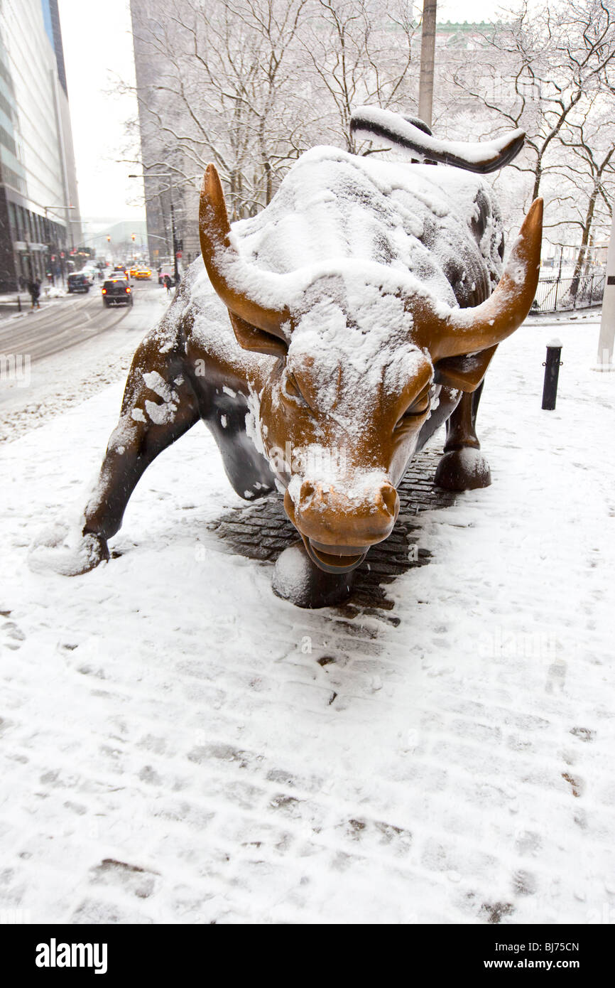 Wall street bull in snow hi-res stock photography and images - Alamy