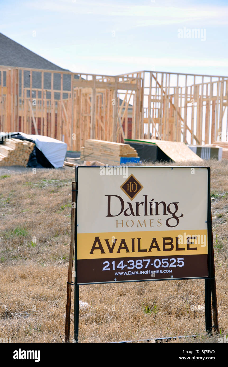 AVAILABLE sign on lot for house to be constructed Stock Photo - Alamy