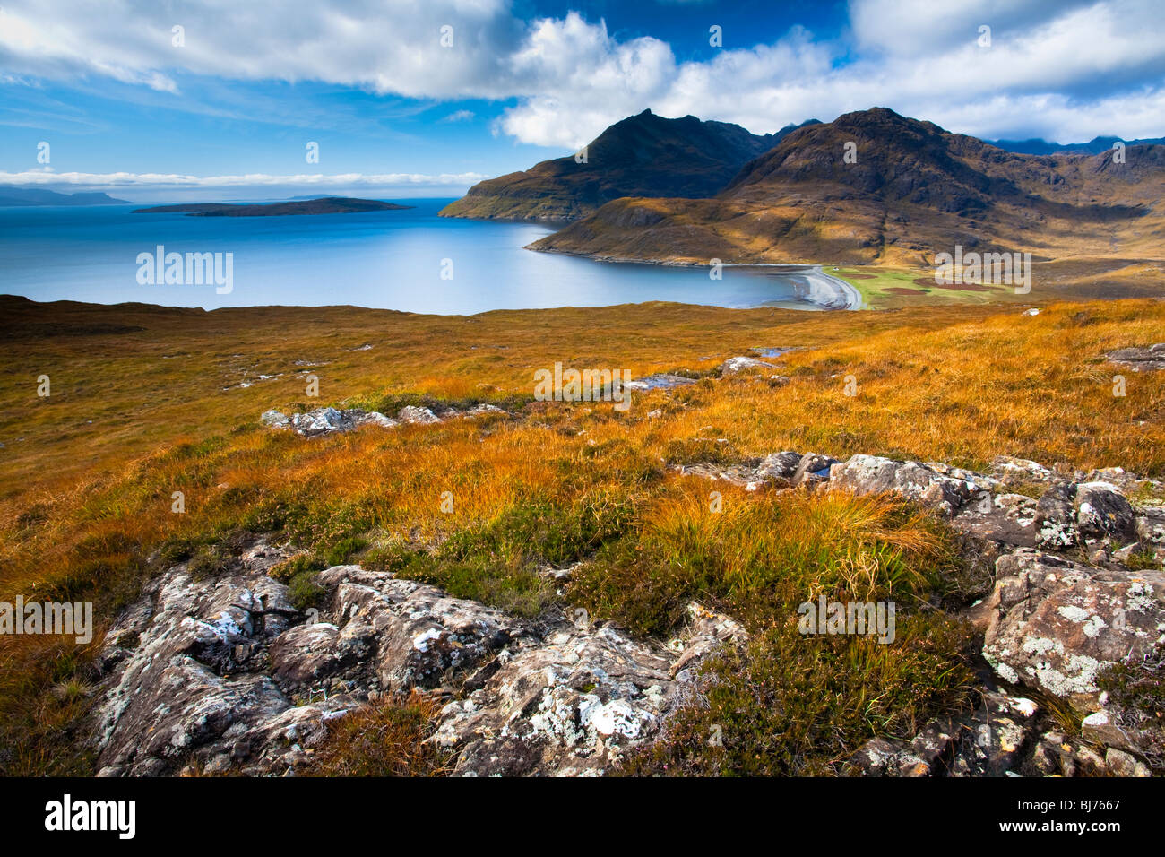 Scotland, Isle of Skye, Loch Scavaig. Looking across Loch Scavaig ...