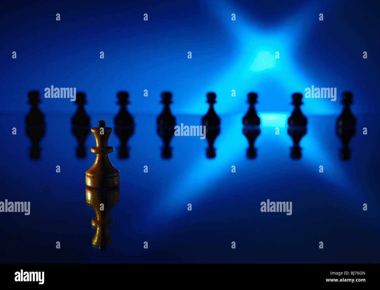 chess on a mirror table Stock Photo - Alamy