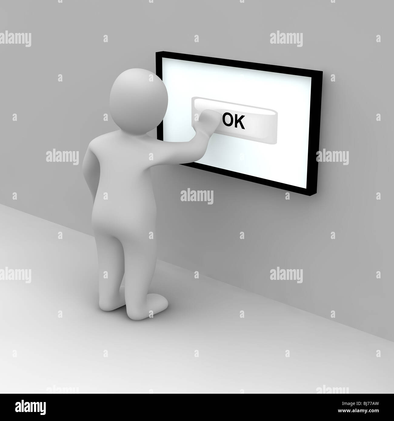 Tap on ok button on the touch screen. 3d rendered illustration Stock ...