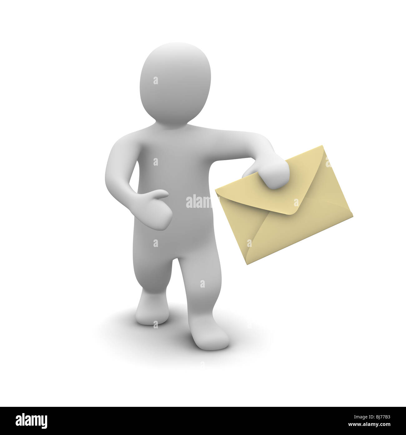 Man carrying envelope with letter. 3d rendered illustration Stock Photo ...