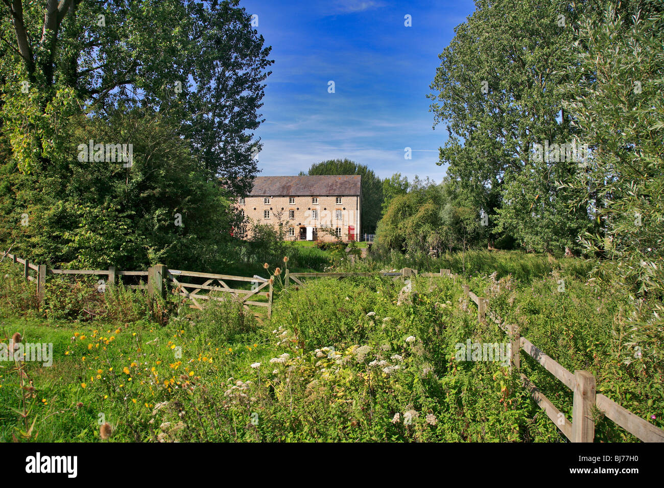 Warmington village Watermill river Nene valley Northamptonshire England ...