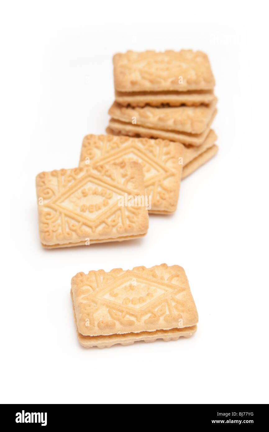 Custard cream biscuits isolated on a white studio background Stock ...
