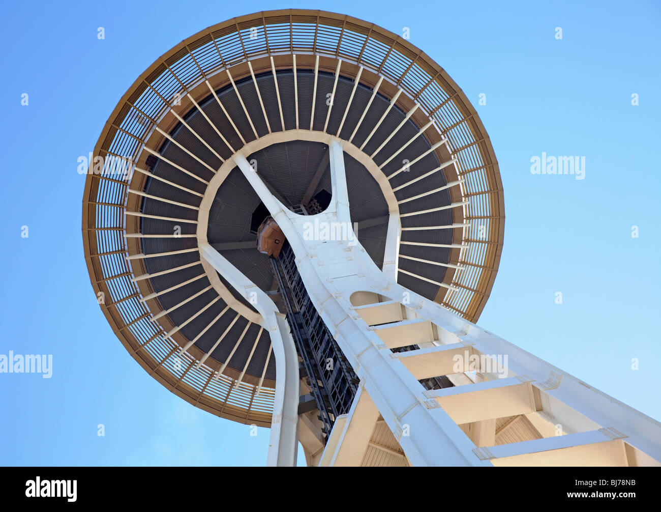 upper part of space needle from below on clear day Stock Photo - Alamy