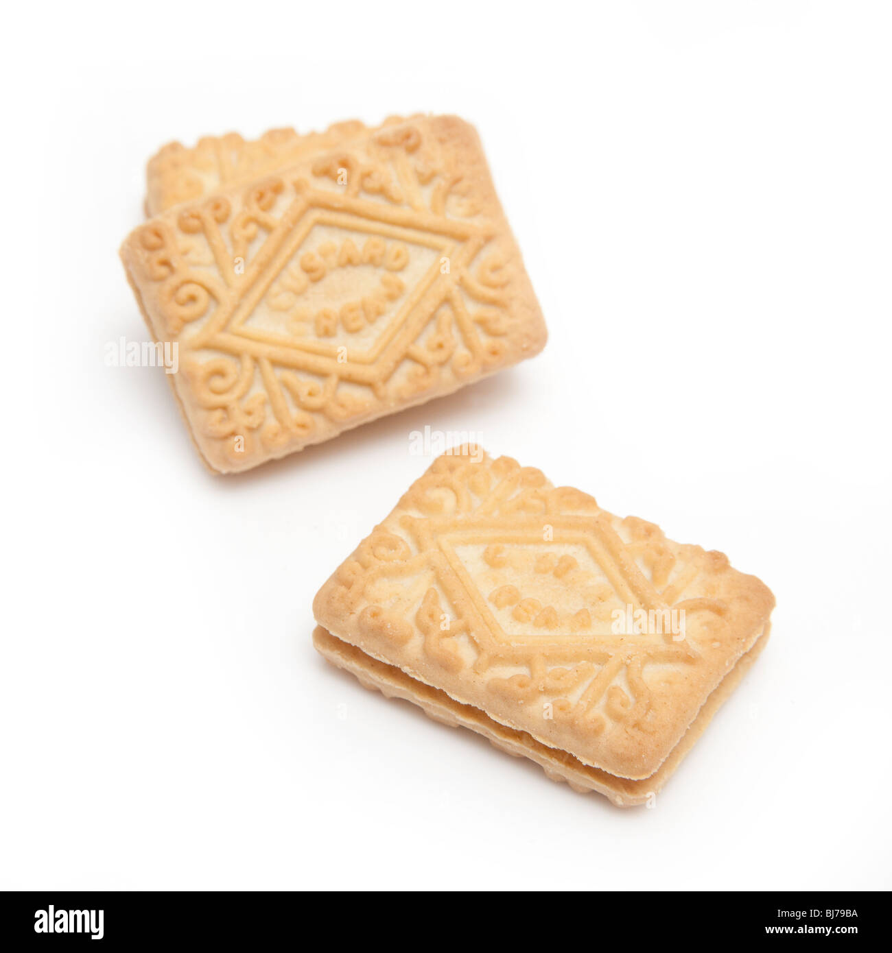 Custard cream biscuits isolated on a white studio background Stock ...