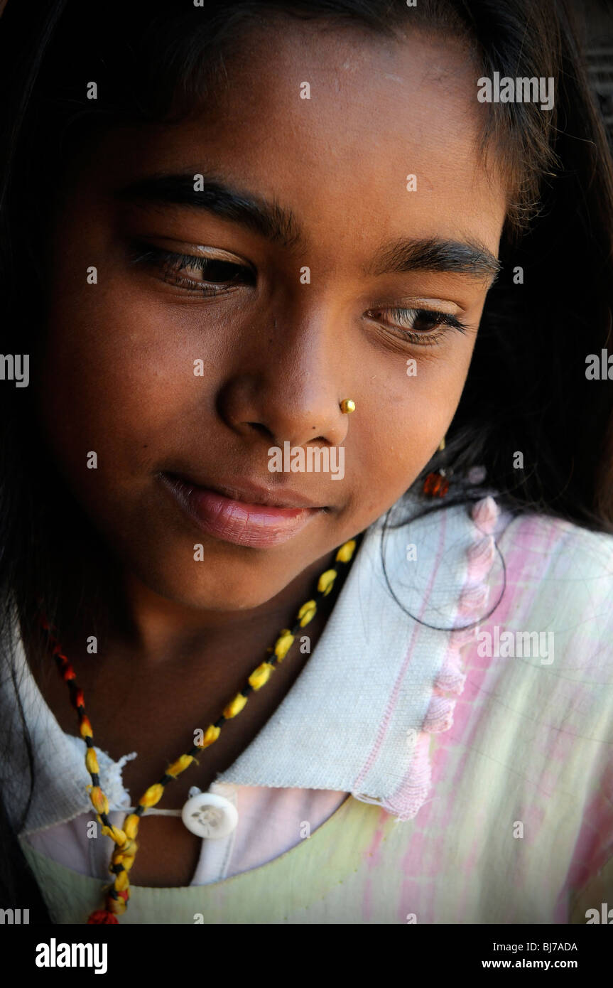 Nepali Girl in Bhaktapur, Nepal Stock Photo - Alamy