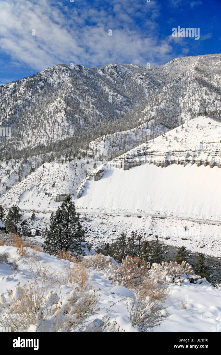 Scenic of Thompson river and valley, near Spences Bridge, British ...