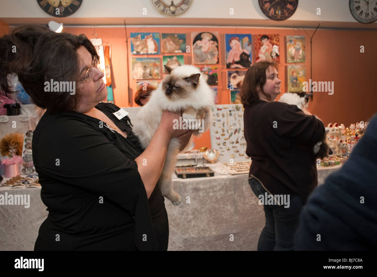 Paris, France, French Pedigree Cat Show, Trade Show, Woman Holding ...