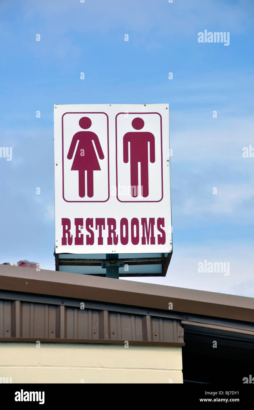 Public restroom sign Stock Photo - Alamy