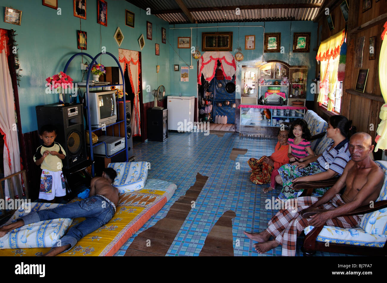 house interior, stilt village, Semporna, Sabah, Malaysia Stock Photo ...