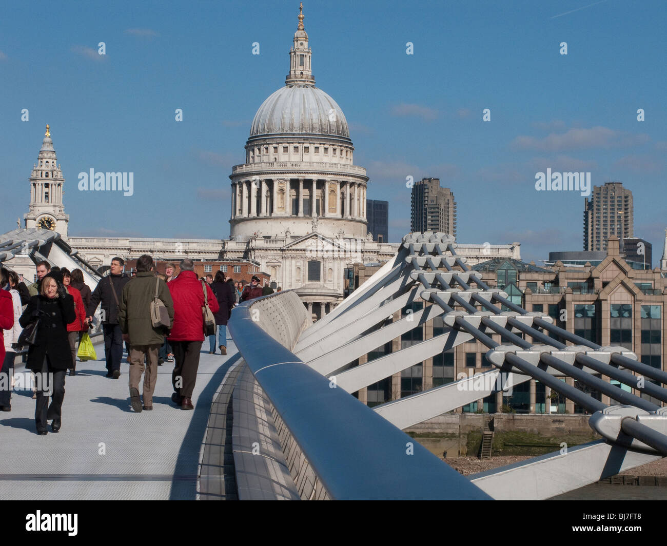 St Paul's Cathedral and Millennium Bridge, London, England Stock Photo ...