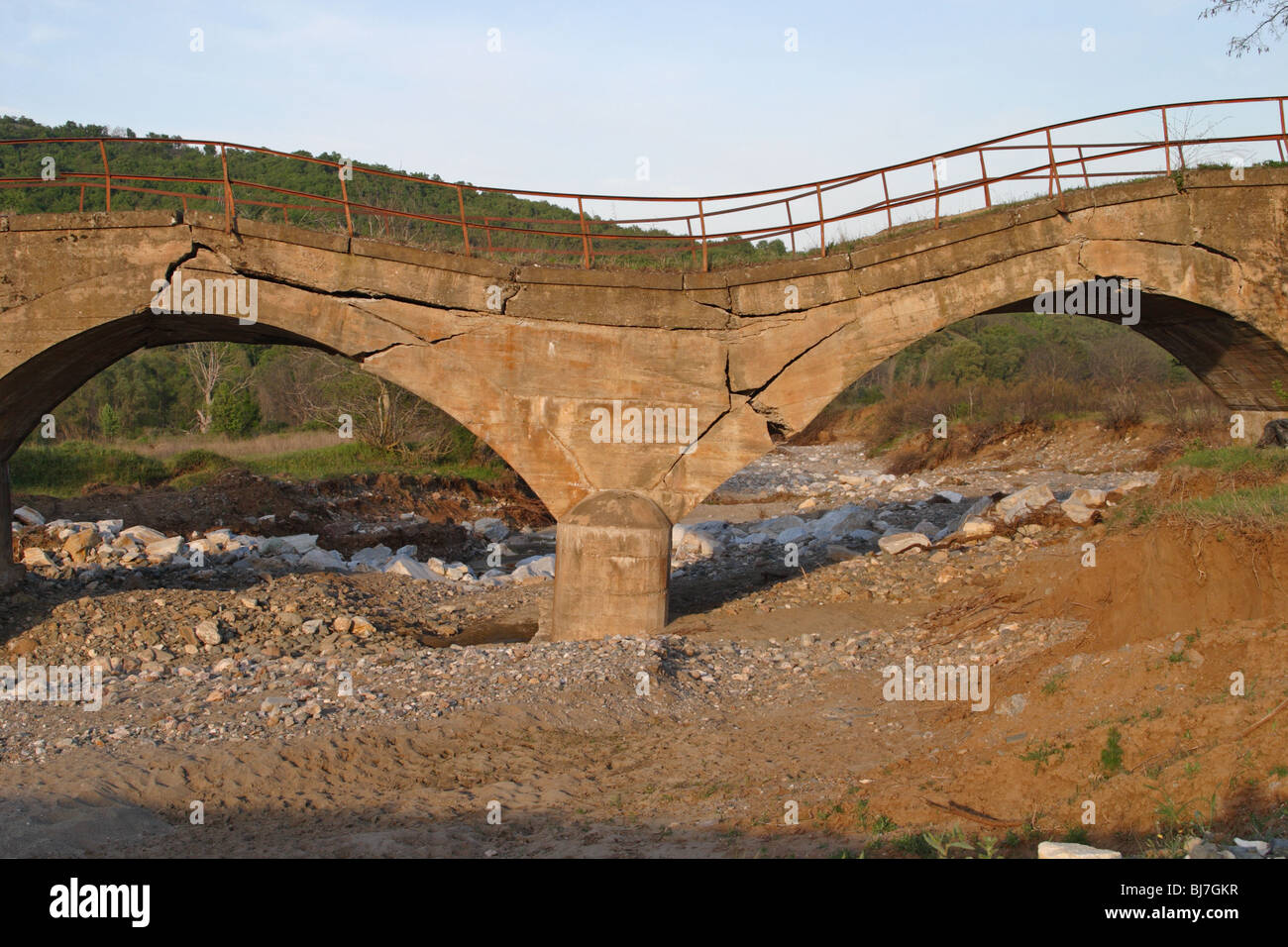 broken concrete bridge in the mountains in southern part of Bulgaria ...