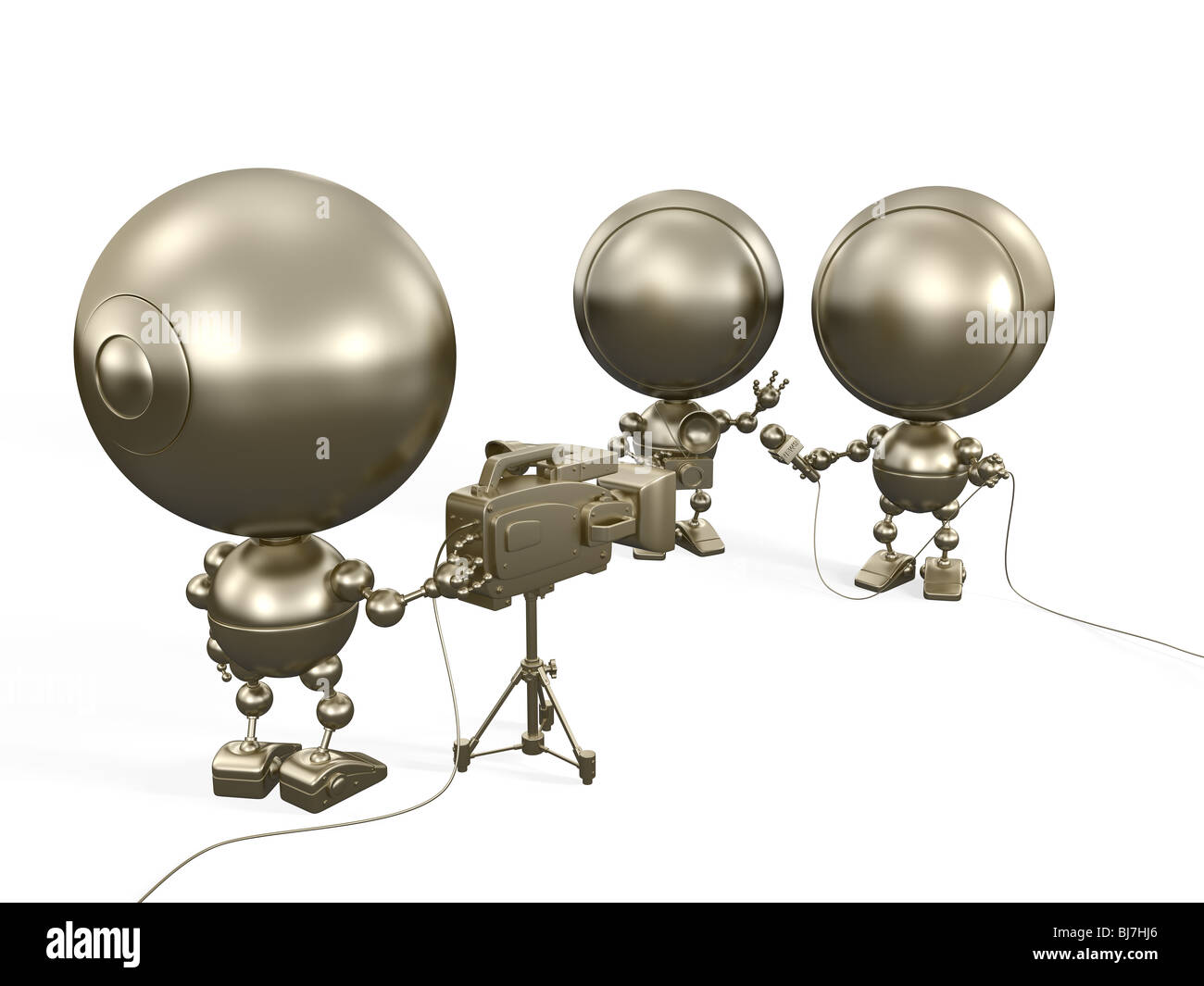 Robot operator records interview with famous photographer Stock Photo ...