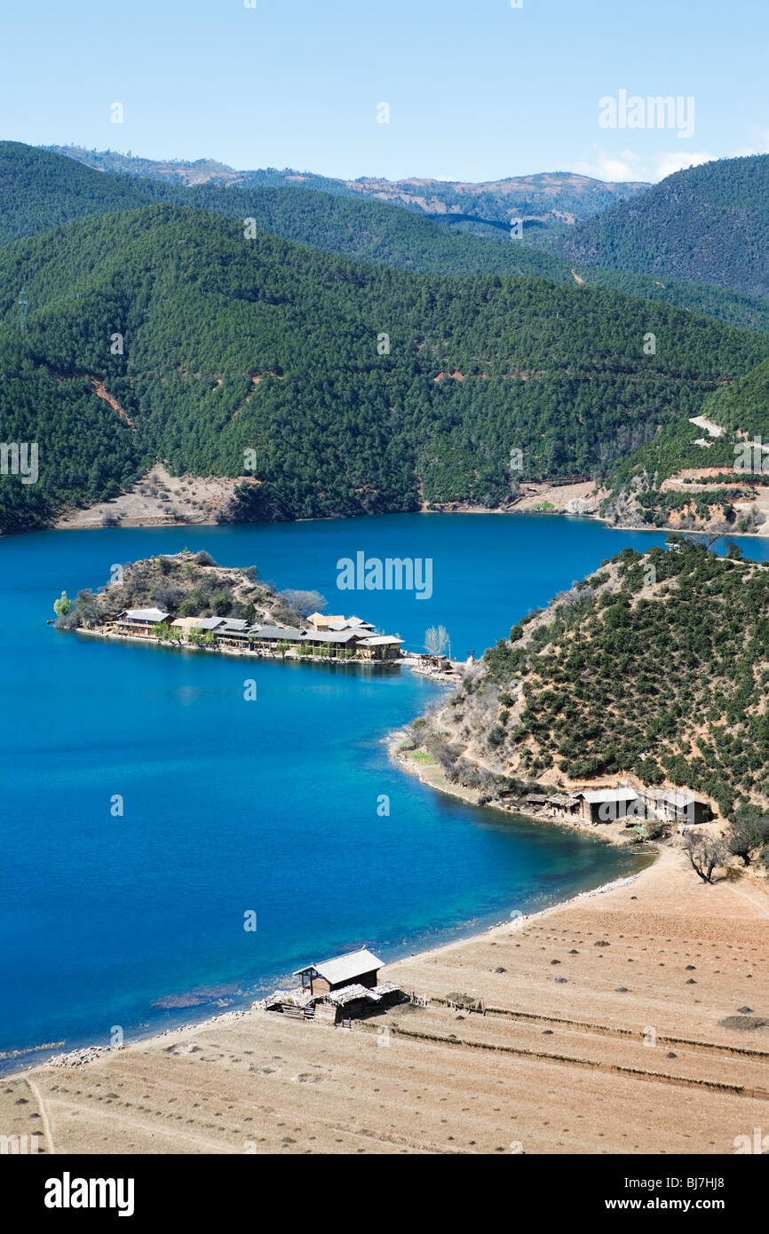 A view of Lugu Hu lake, Yunnan province, China. Lugu Hu is best known ...