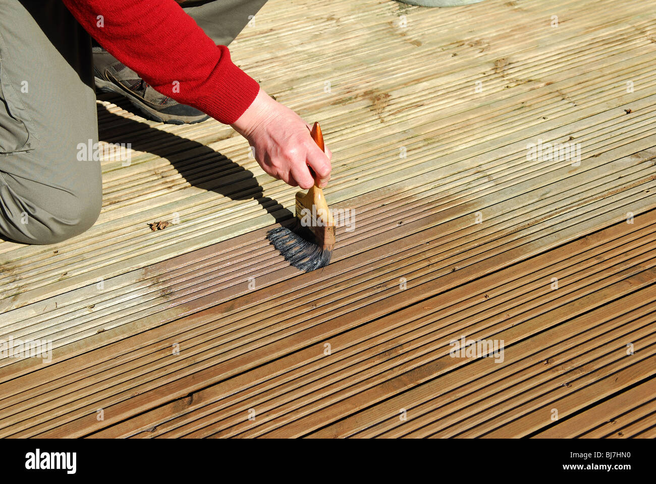 Staining Wooden Decking Stock Photo - Alamy
