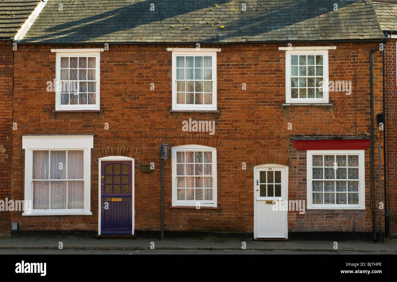 Traditional red brick built Georgian terraced houses in the old part of ...