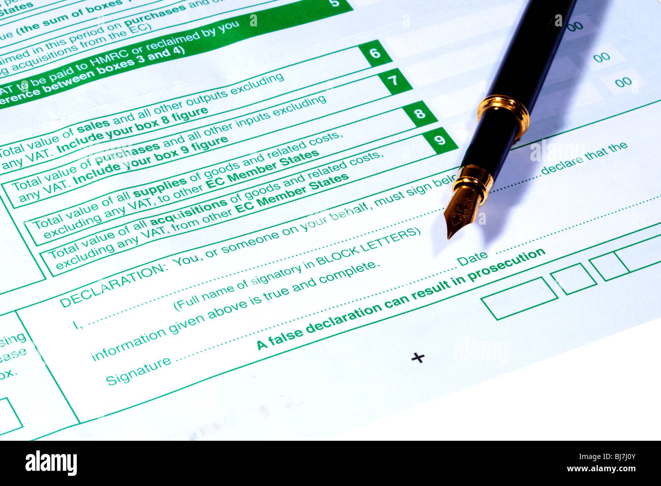 UK VAT Form with black fountain pen Stock Photo - Alamy