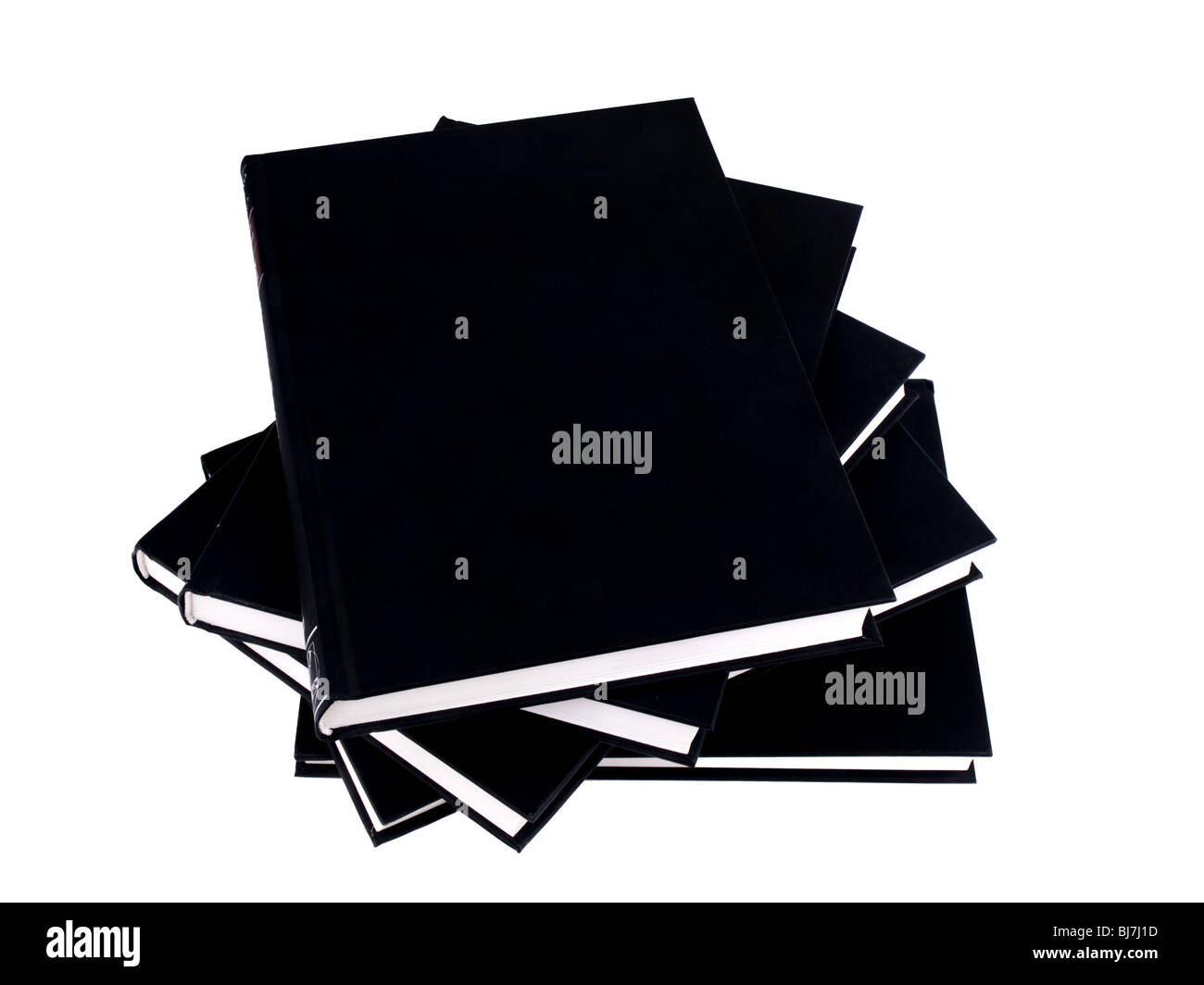 Pack of books in black covers on white background Stock Photo - Alamy