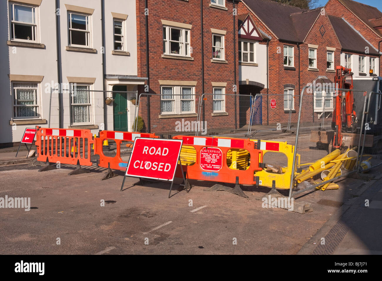 "Village high street closed off due to road works Stock Photo - Alamy