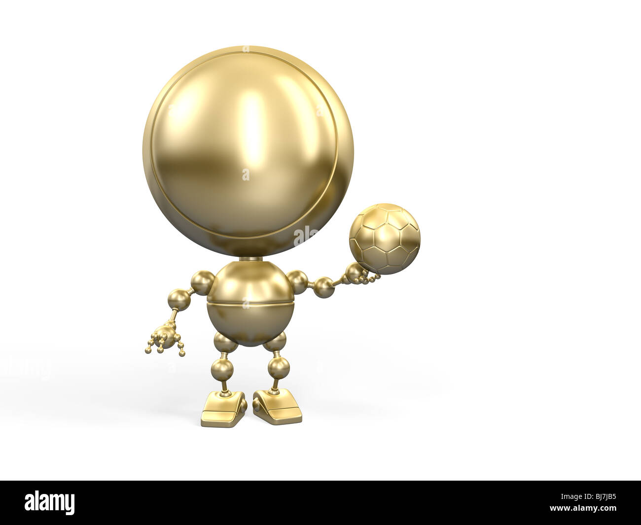 Gold statue of winner with ball Stock Photo - Alamy