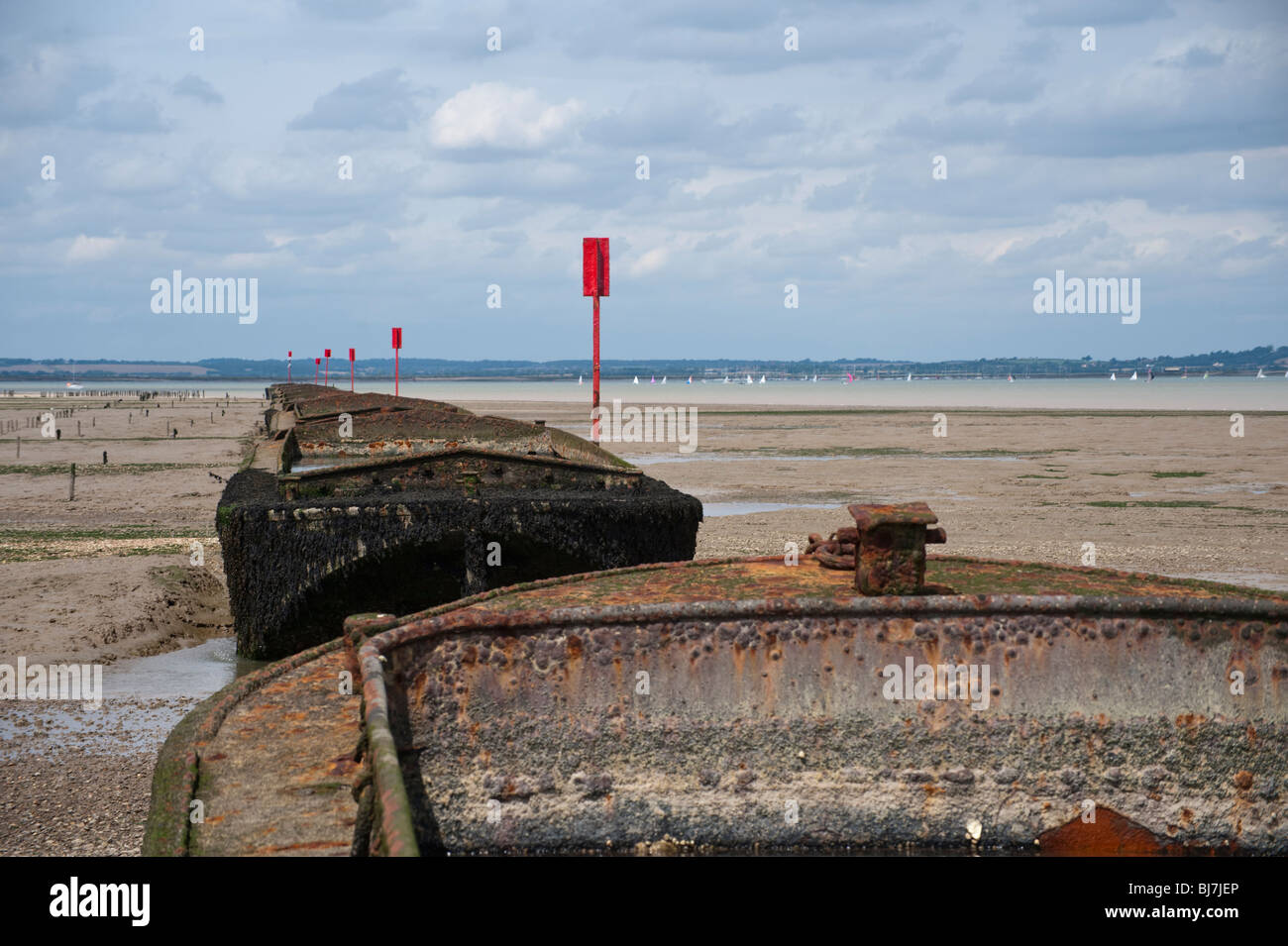 Sunken barges sea defence hi-res stock photography and images - Alamy