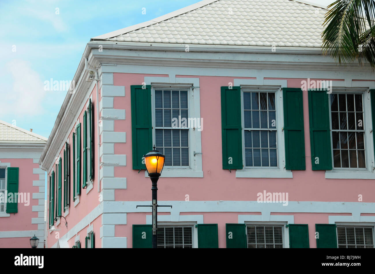 Colourful old pink building in Nassau, Bahamas Stock Photo - Alamy