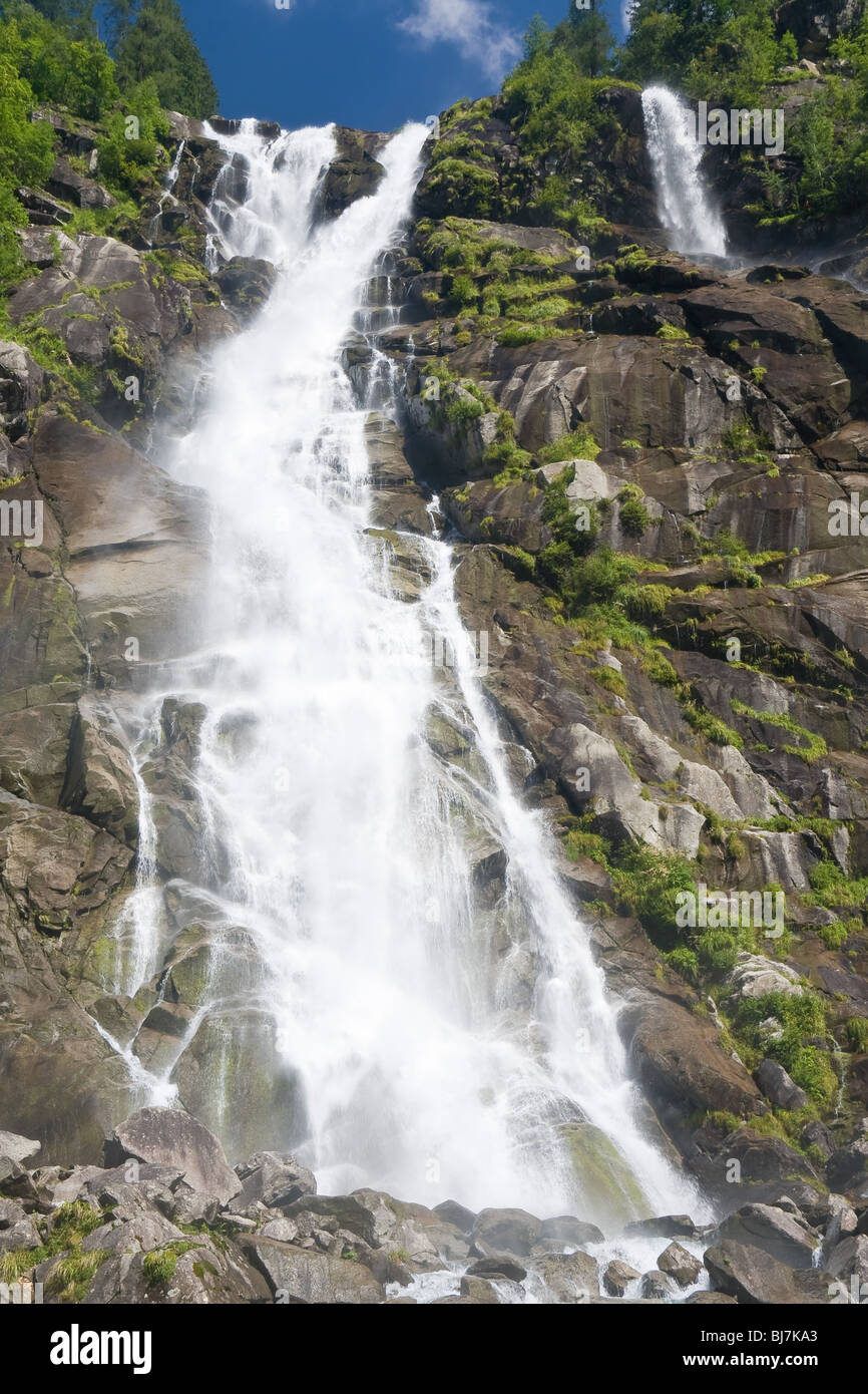beautiful alpine waterfall in Val di Genova, Trentino, Italy Stock ...
