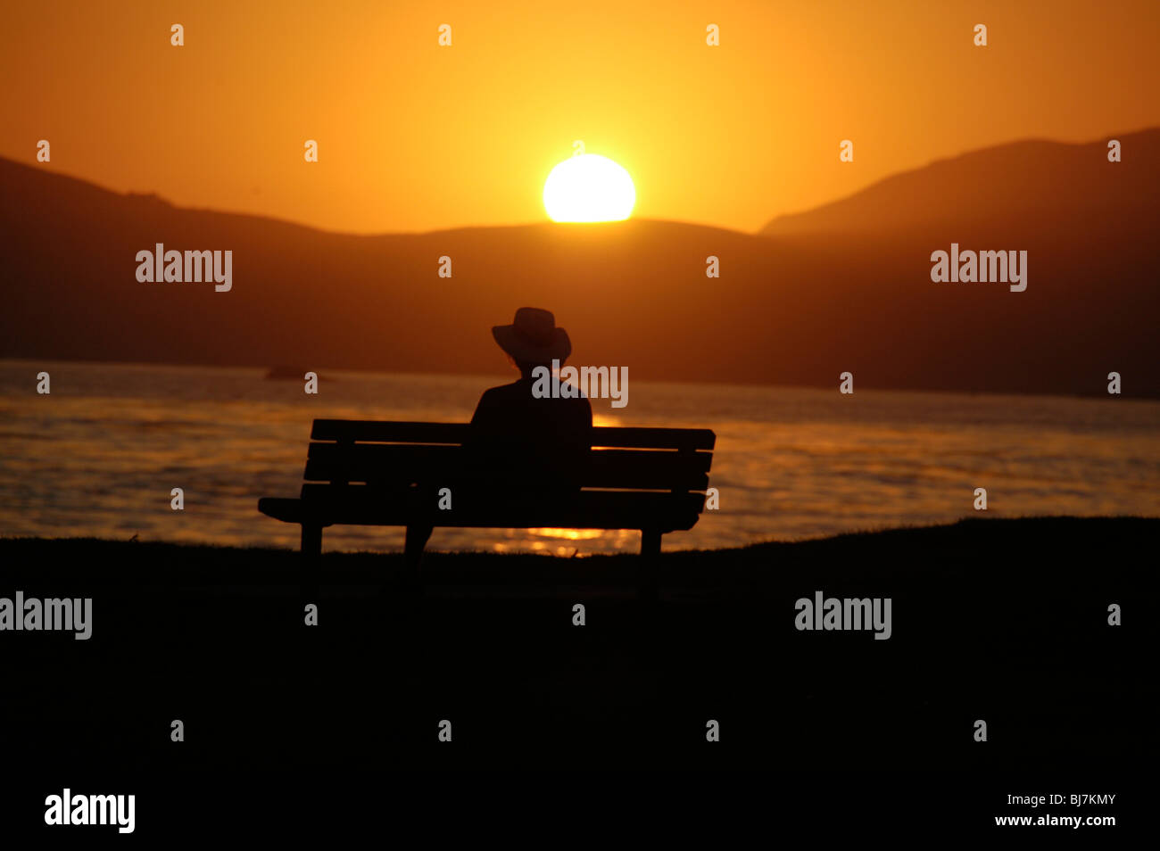 Man at the beach sitting on a bench hi-res stock photography and images ...