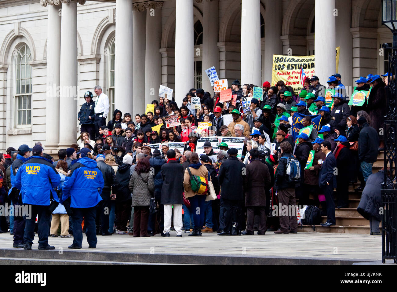 Protest against Budget cuts and Tuition hikes on the steps of City Hall ...