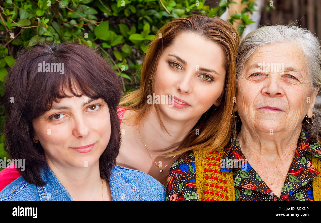 Family portrait - happy daughter granddaughter and grandmother Stock ...
